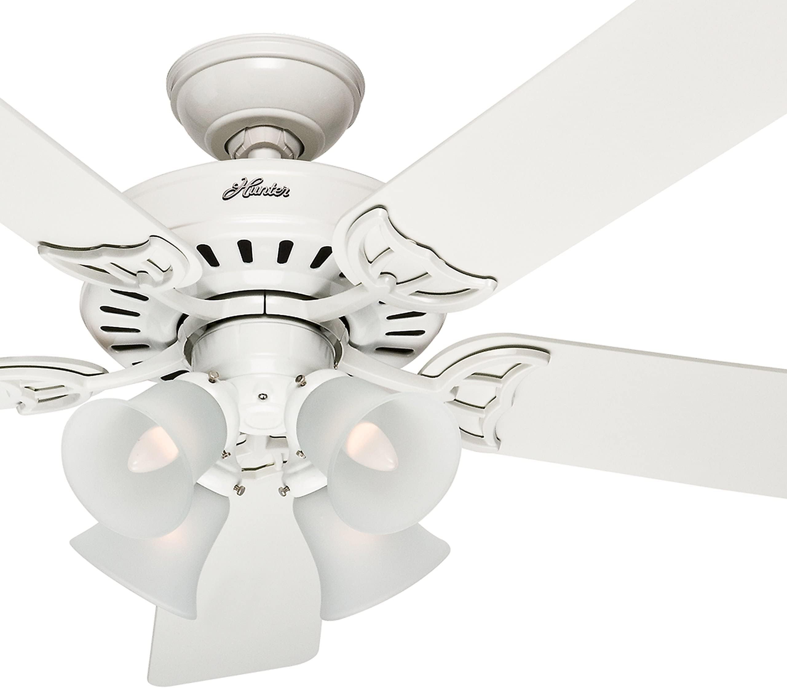 Hunter Fan 52 inch Low Profile Ceiling Fan in Snow White with 3 Light ...
