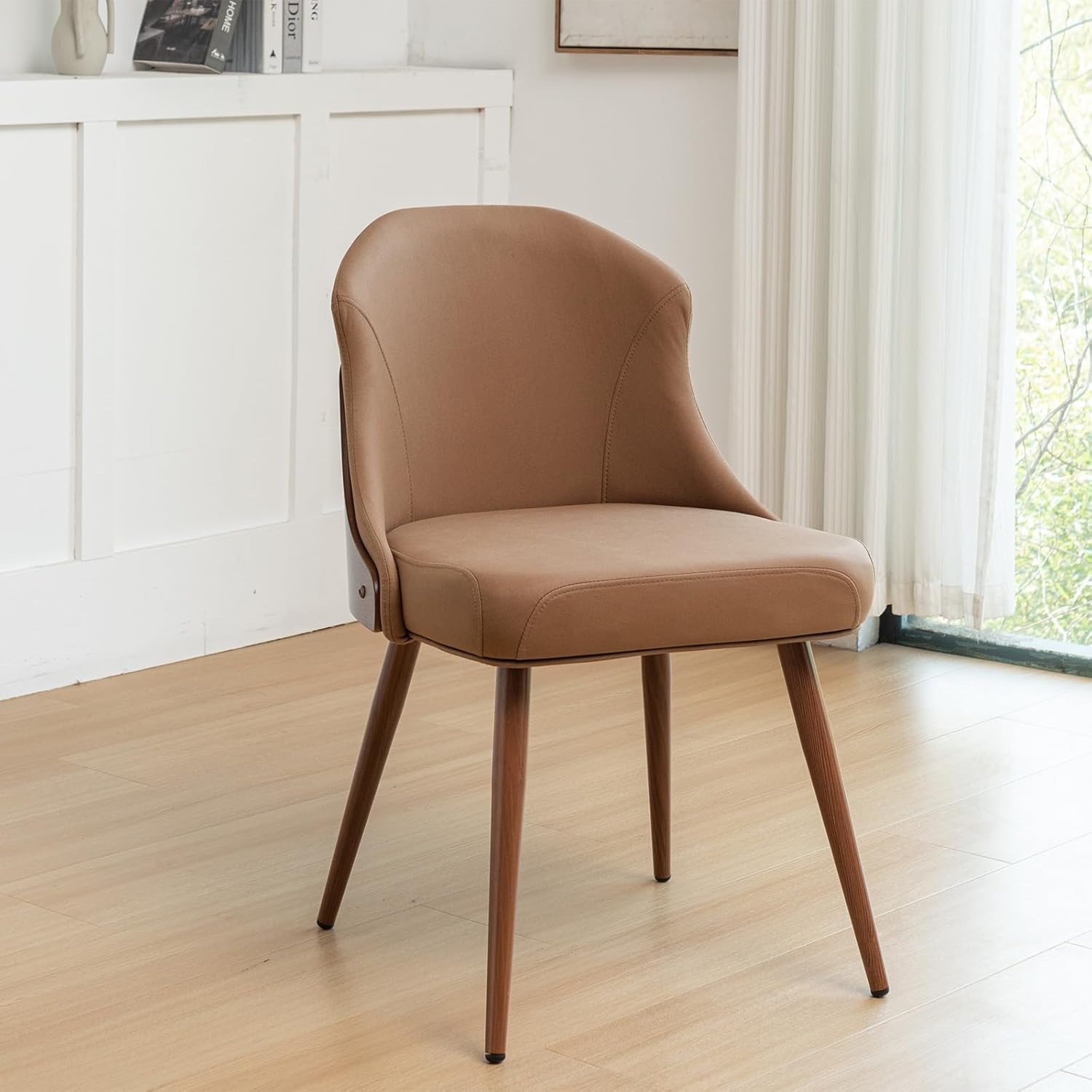 Amazon.com: Set of 1 Mid Century Modern Chair - Walnut Dining Chair ...