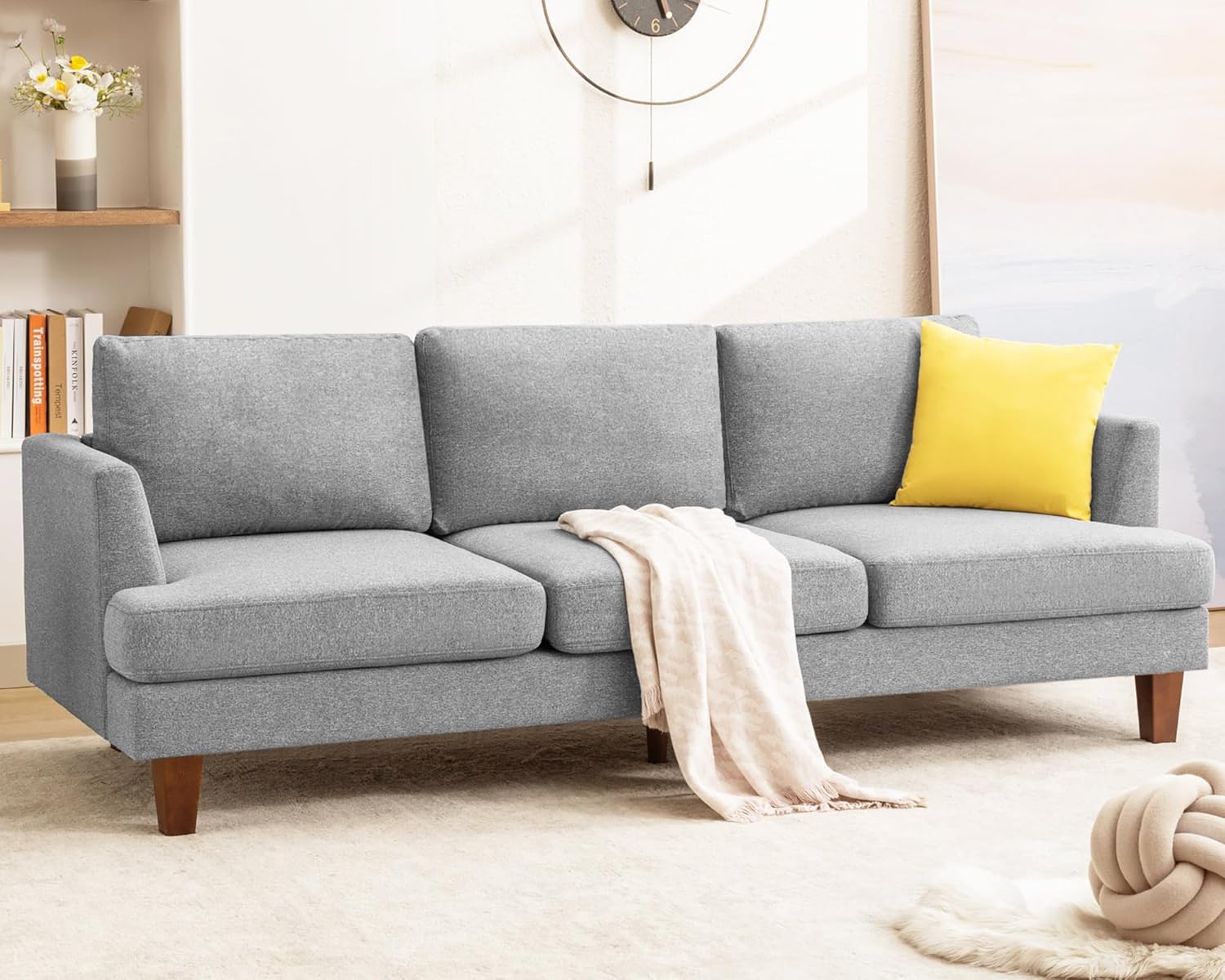Amazon.com: Gericco 89" 3-Seater Sofa, Deep Seat Sofa with Comfy ...