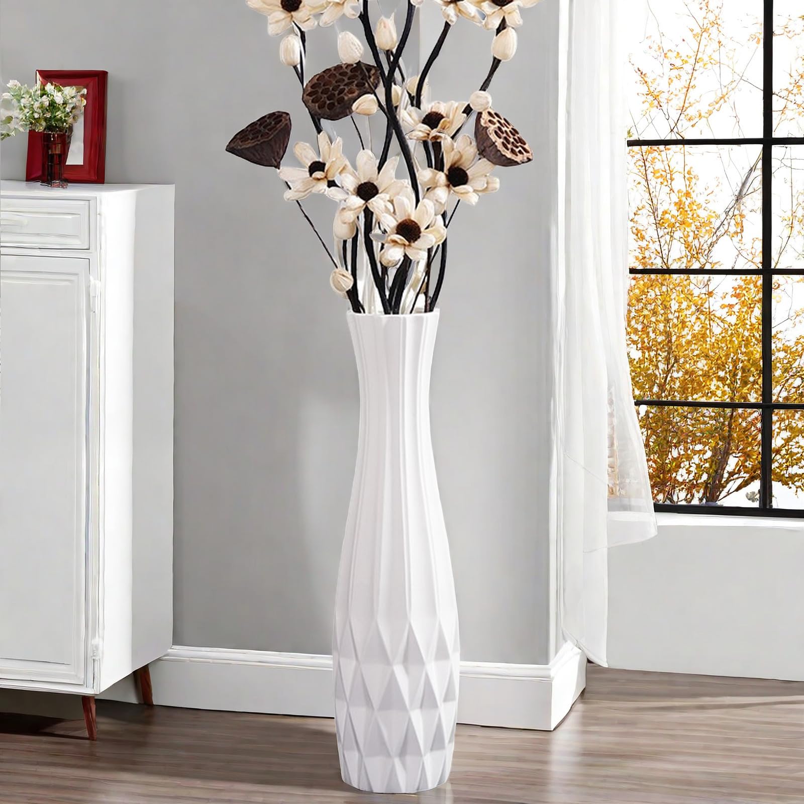 Amazon.com: White Ceramic Floor Vase 24" Tall Flower Vase for Pampas ...