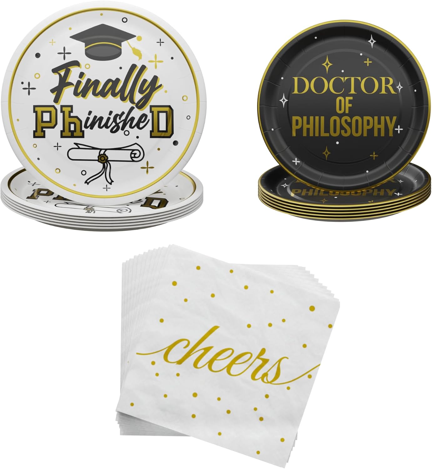 Amazon.com: Blue Orchards PhD Graduation Party Plates and Napkins (60 ...