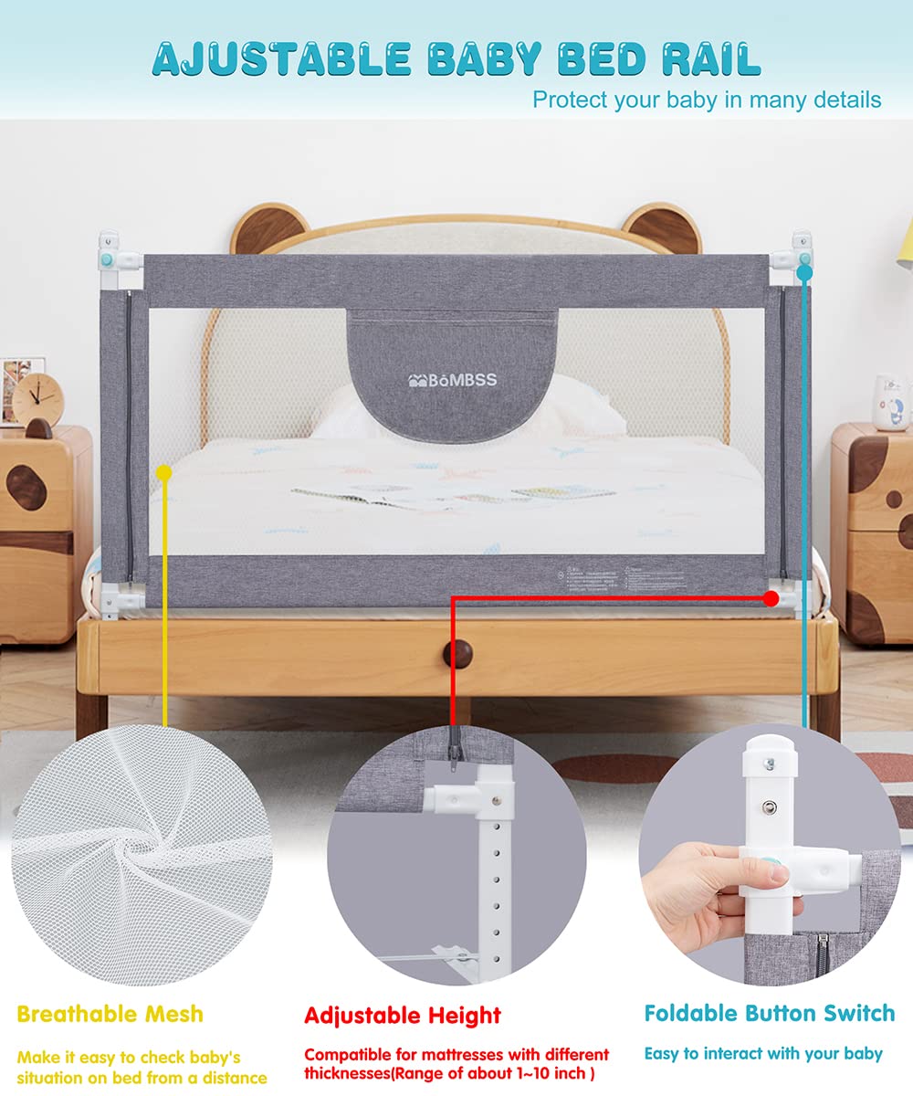 Snapklik.com : MBQMBSS 52 Bed Rail For Toddlers, Baby Bed Guard Rails ...