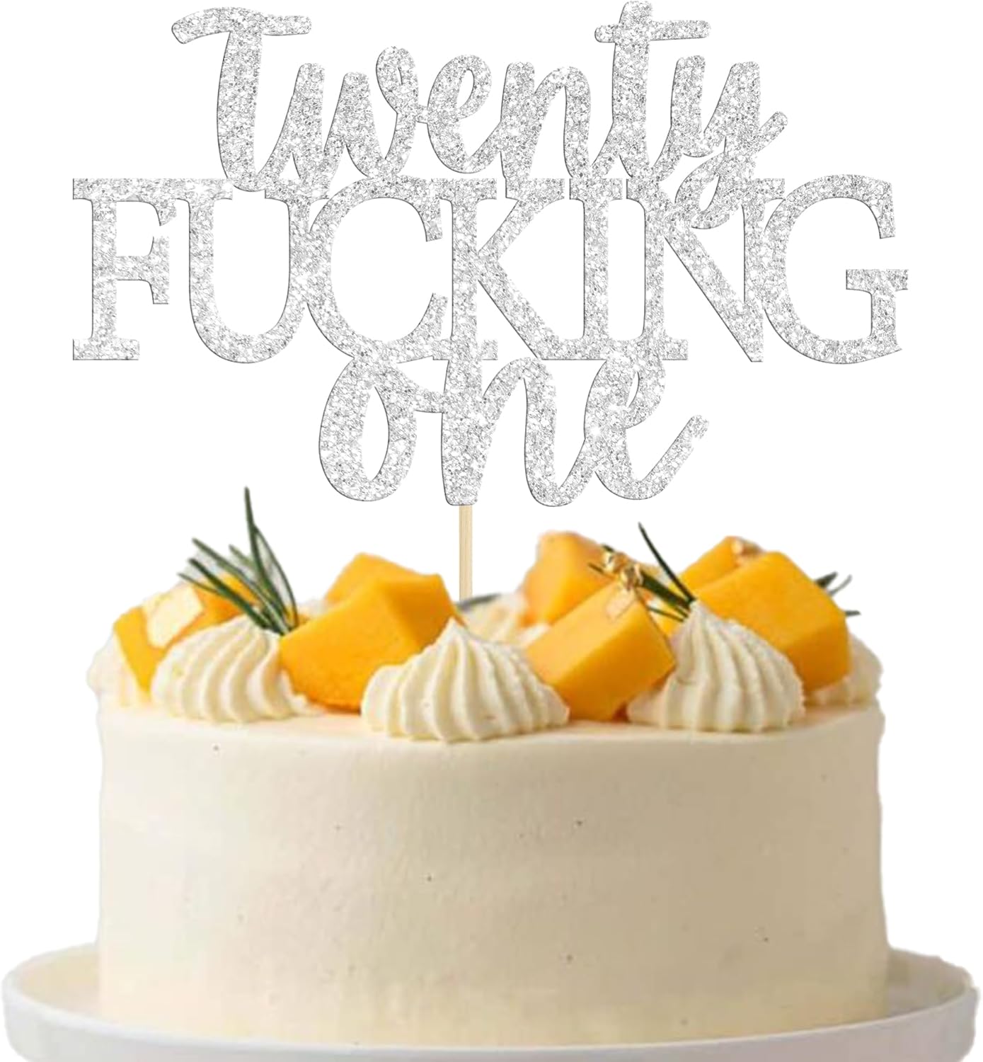 Amazon.com: Gyufise 1Pc 21st Birthday Cake Topper Glitter Twenty One ...