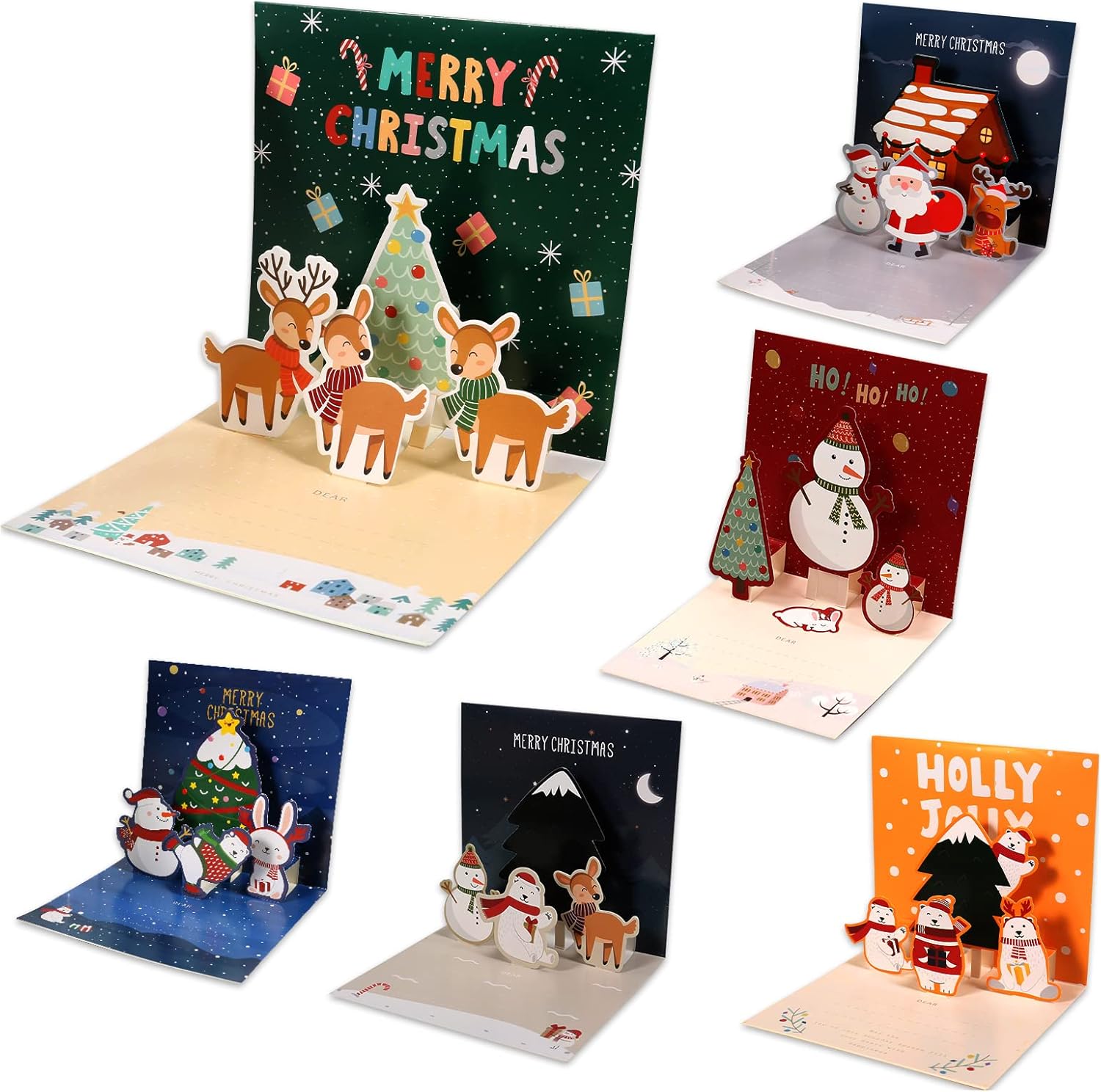 Cartoline di Natale, 6pcs Biglietti Auguri Natale 3D, Biglietto di ...