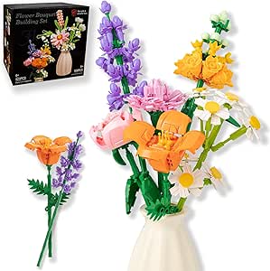 Amazon.com: Flower Bouquet Building Blocks Set - Artificial Flowers ...