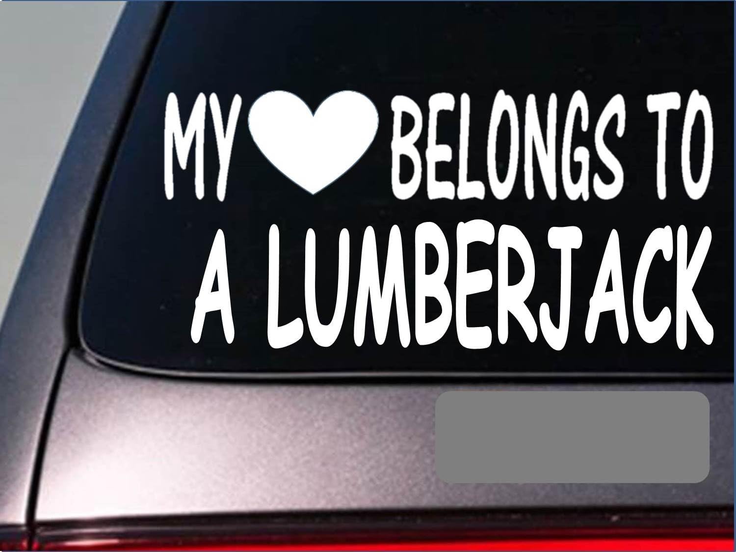 Amazon.com: EZ-STIK Lumberjack My Heart Belongs StickerG527 8" Vinyl ...