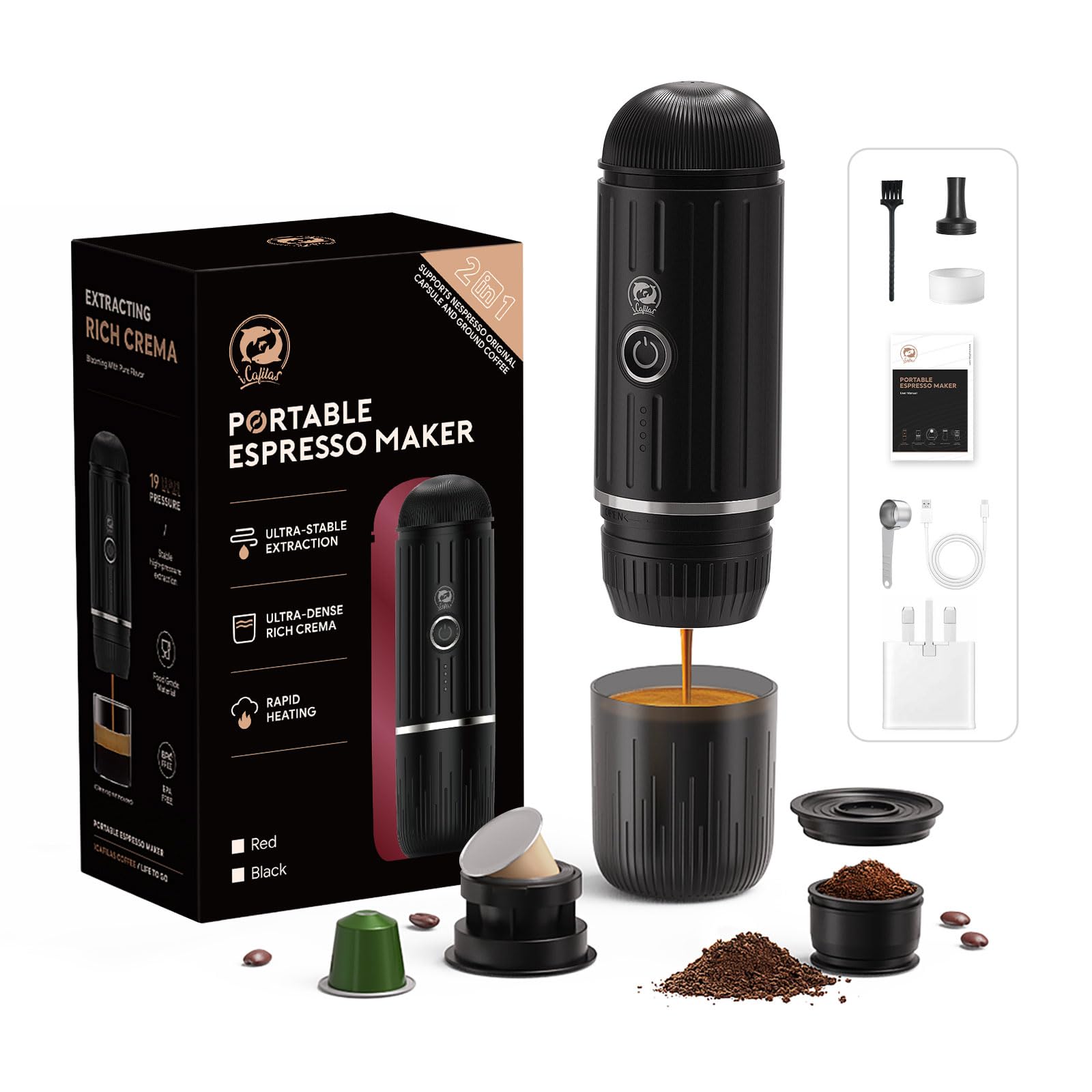 HAILASRE Electric Portable Coffee Maker Espresso Machine,Camping Travel ...