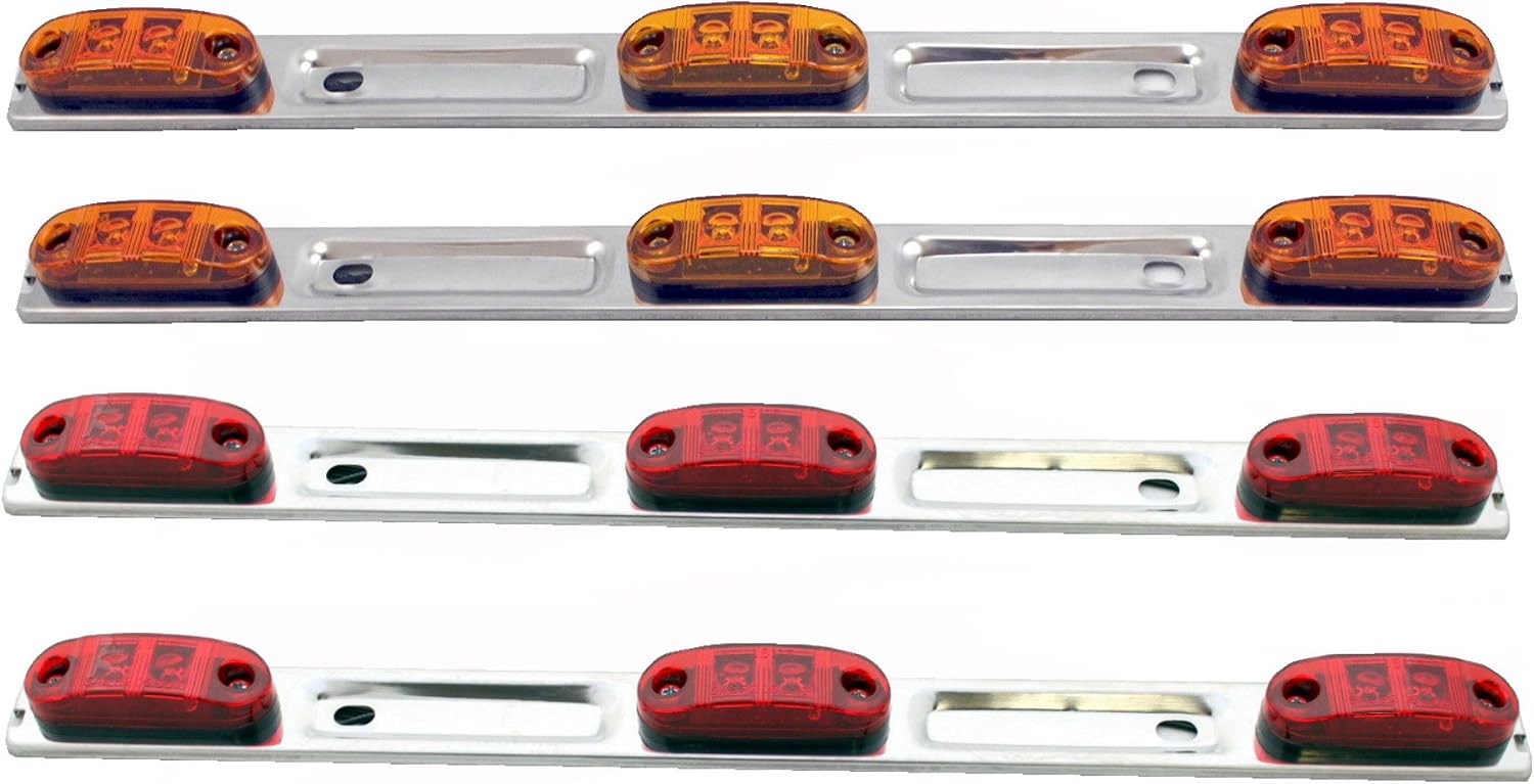Amazon.com: 2 Red 2 Amber Identification LED Light Bar Marker 16 ...