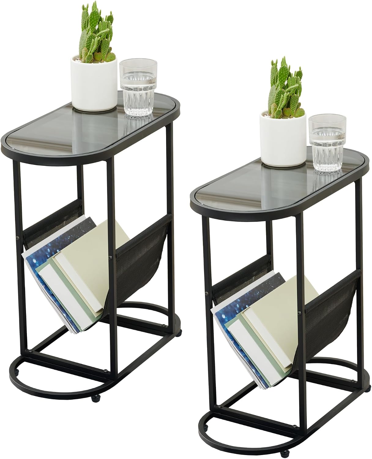 Amazon.com: Glass Oval Small Side Tables Living Room Bedroom Small ...