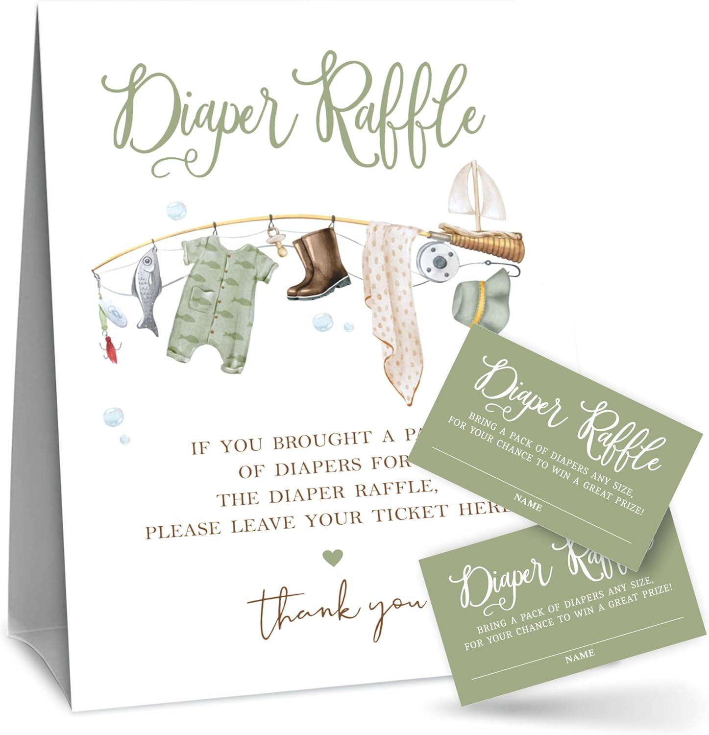 Amazon.com: Fisherman Diaper Raffle Game Kit For Baby Shower- fishing ...