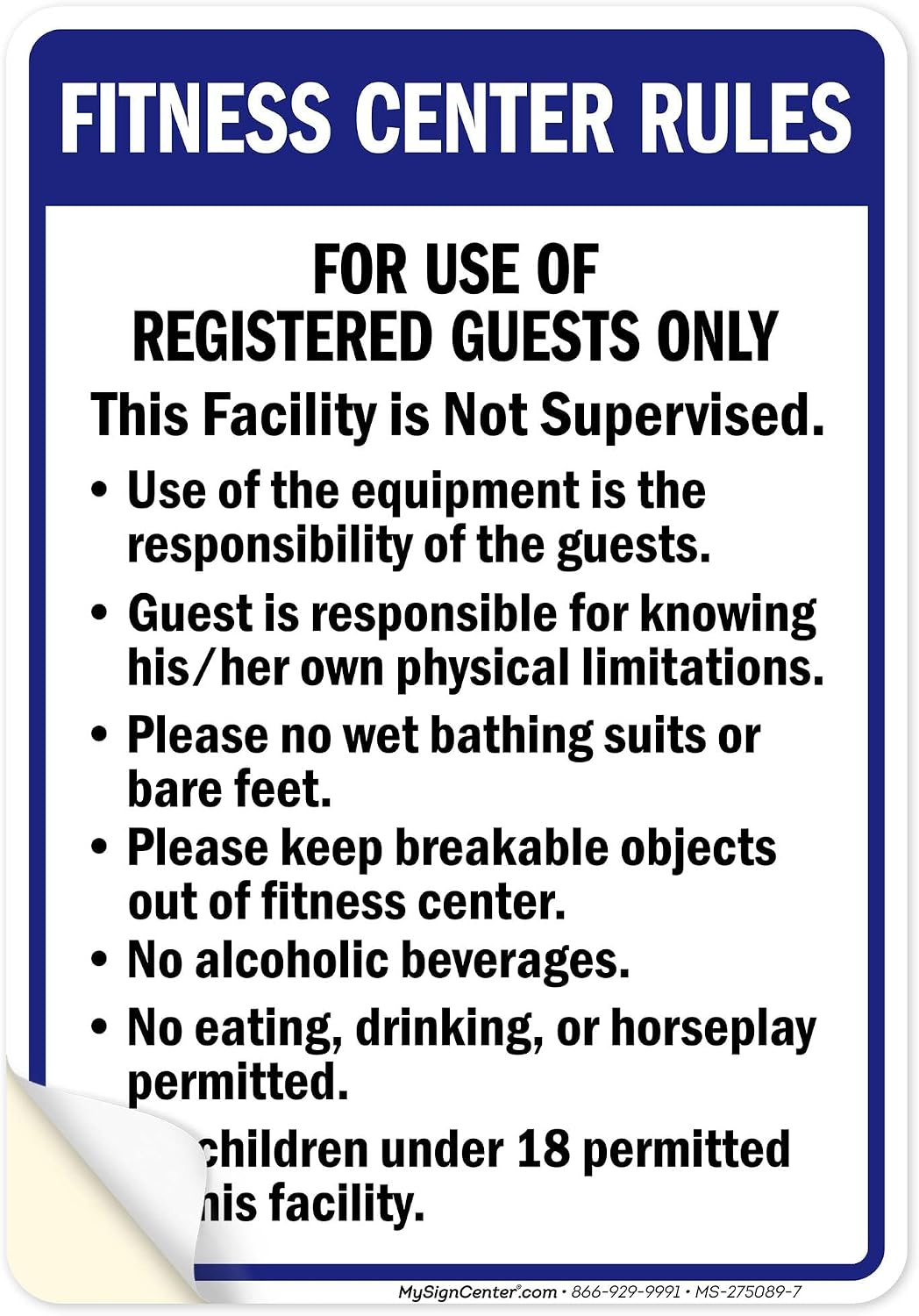 Amazon.com : Fitness Center Rules For Use Of Registered Guests Only ...