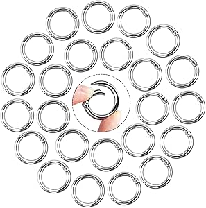 30 Pieces Round Spring Snap Clip Hooks, Zinc Alloy Locking Carabiner O ...