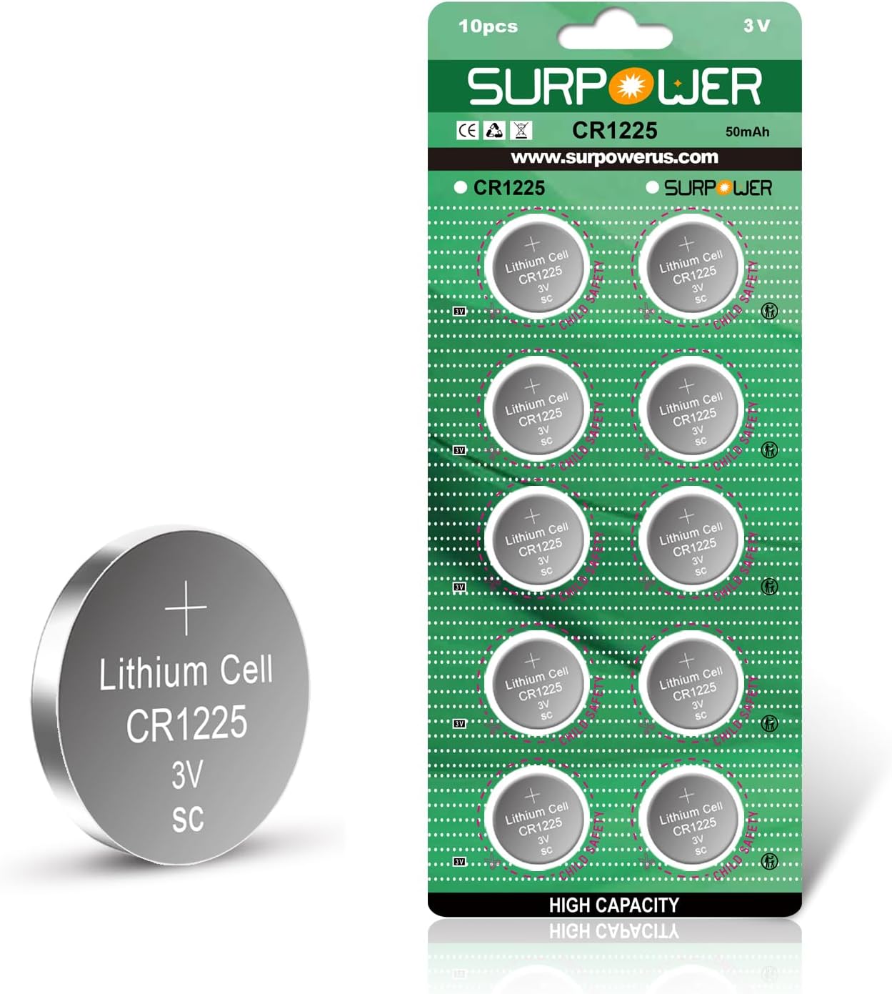 Amazon.com: BlueDot Trading CR1225 Coin Button Cell Battery 3V Lithium ...