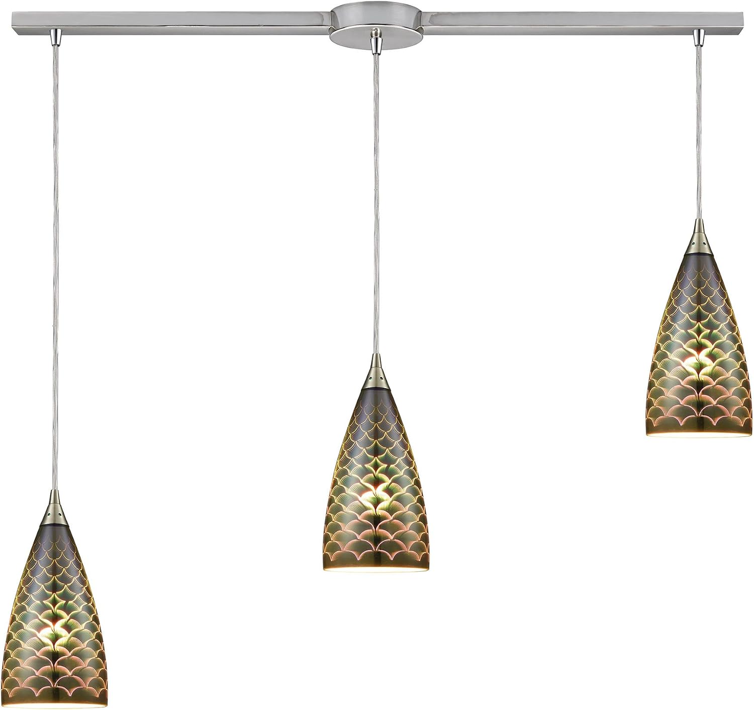 Illusions 3 Light Linear Bar Fixture in Satin Nickel with 3-D Fishscale ...