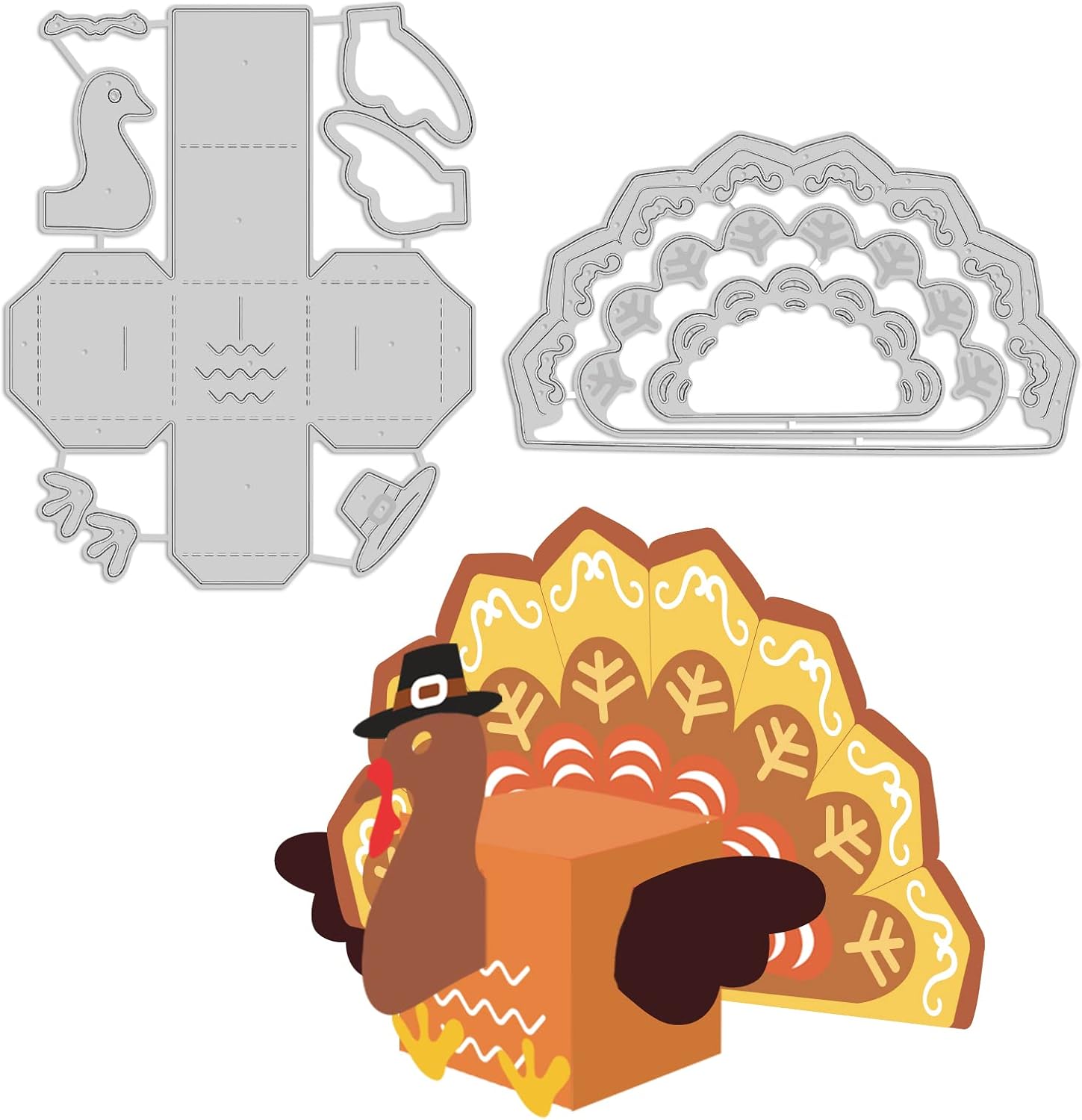 Amazon.com: GLOBLELAND 3D Turkey Box Embossing Template Thanksgiving ...