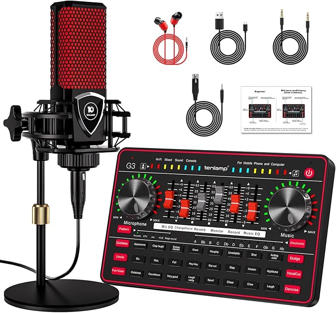 Amazon.com: Podcast Microphone Bundle with Live Sound Board Audio Mixer ...