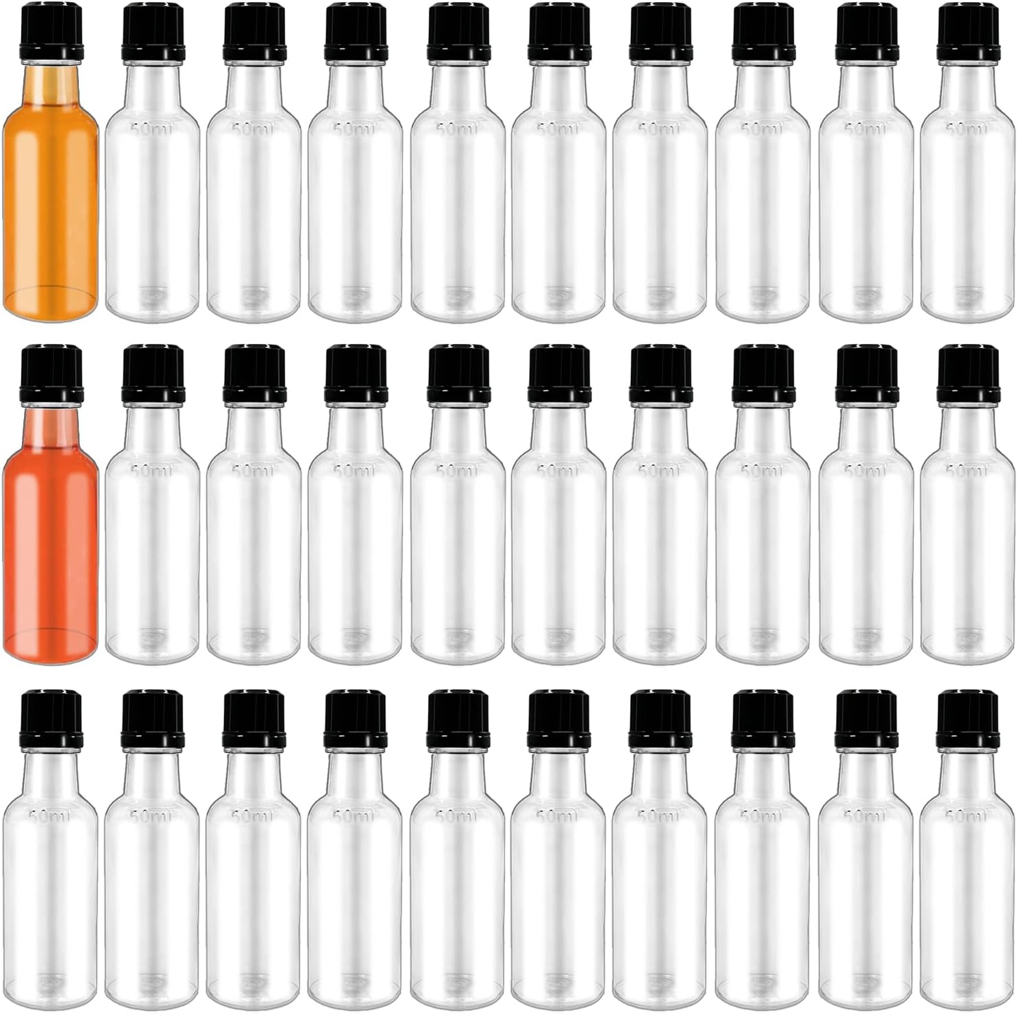 Amazon.com: 30 Pack 50ml Mini Liquor Bottles with Caps - 1.7 oz Small ...