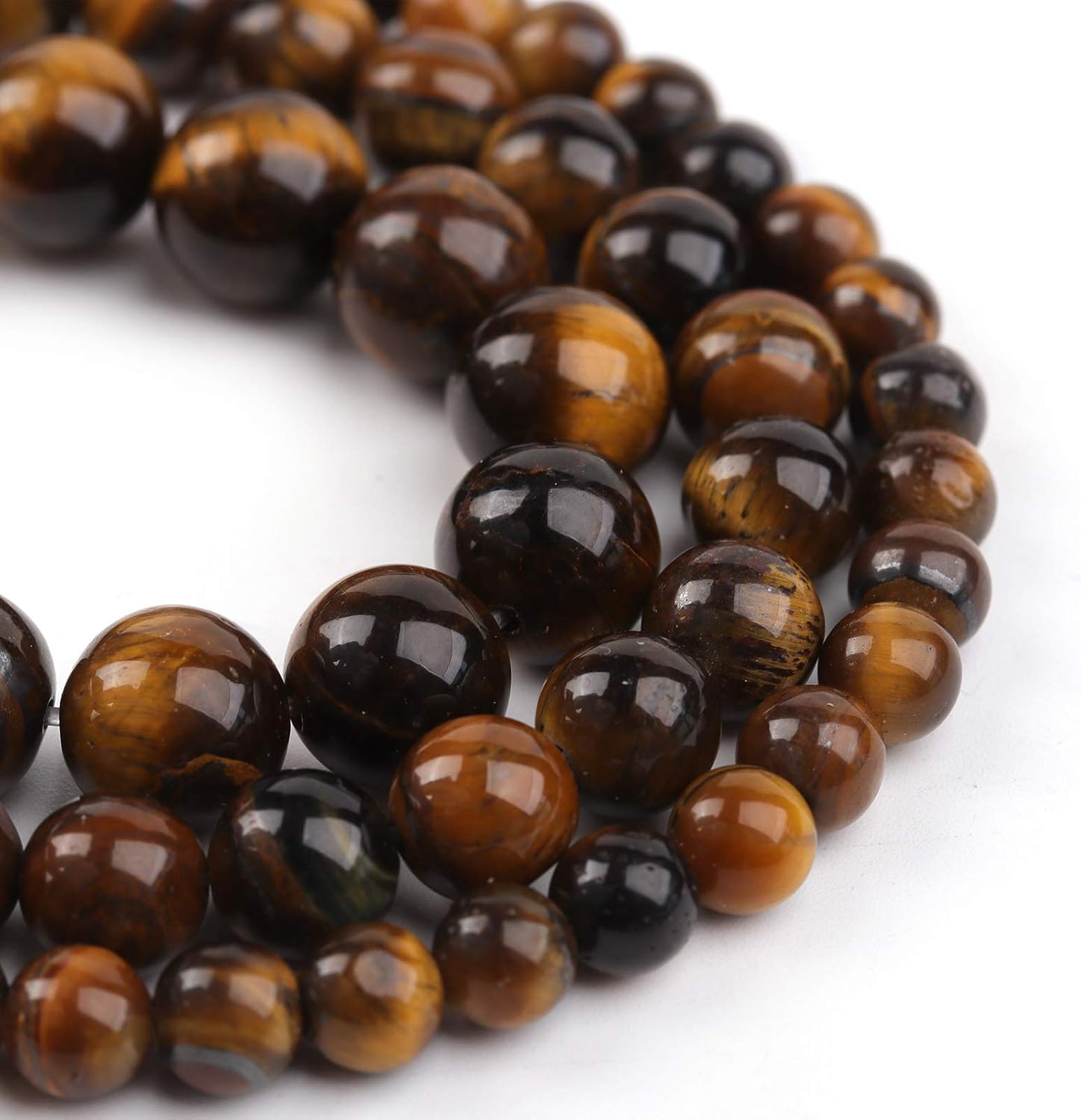 Amazon.com: Filluck Natural Stone Beads 10mm Yellow Tiger Eye Polished ...