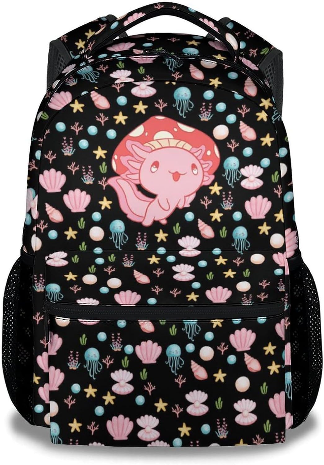 Amazon.com | Mercuryelf Axolotl Backpack for Girls, 16 Inch Black ...