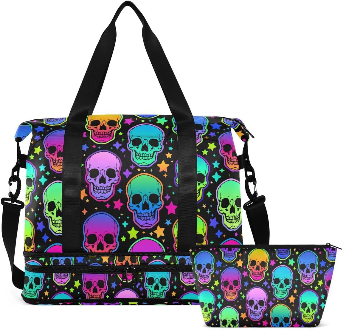 Amazon.com | Travel Duffel Tote Bag Bright Skulls Sports Duffel Bag ...