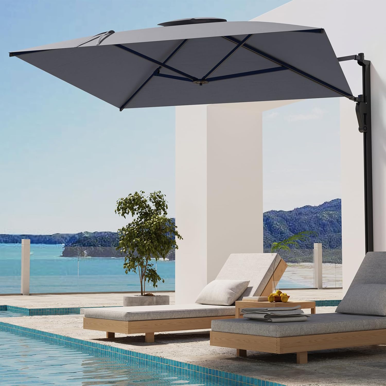 Amazon.com : AECOJOY 9ft Wall Mounted Outdoor Patio Umbrella ...