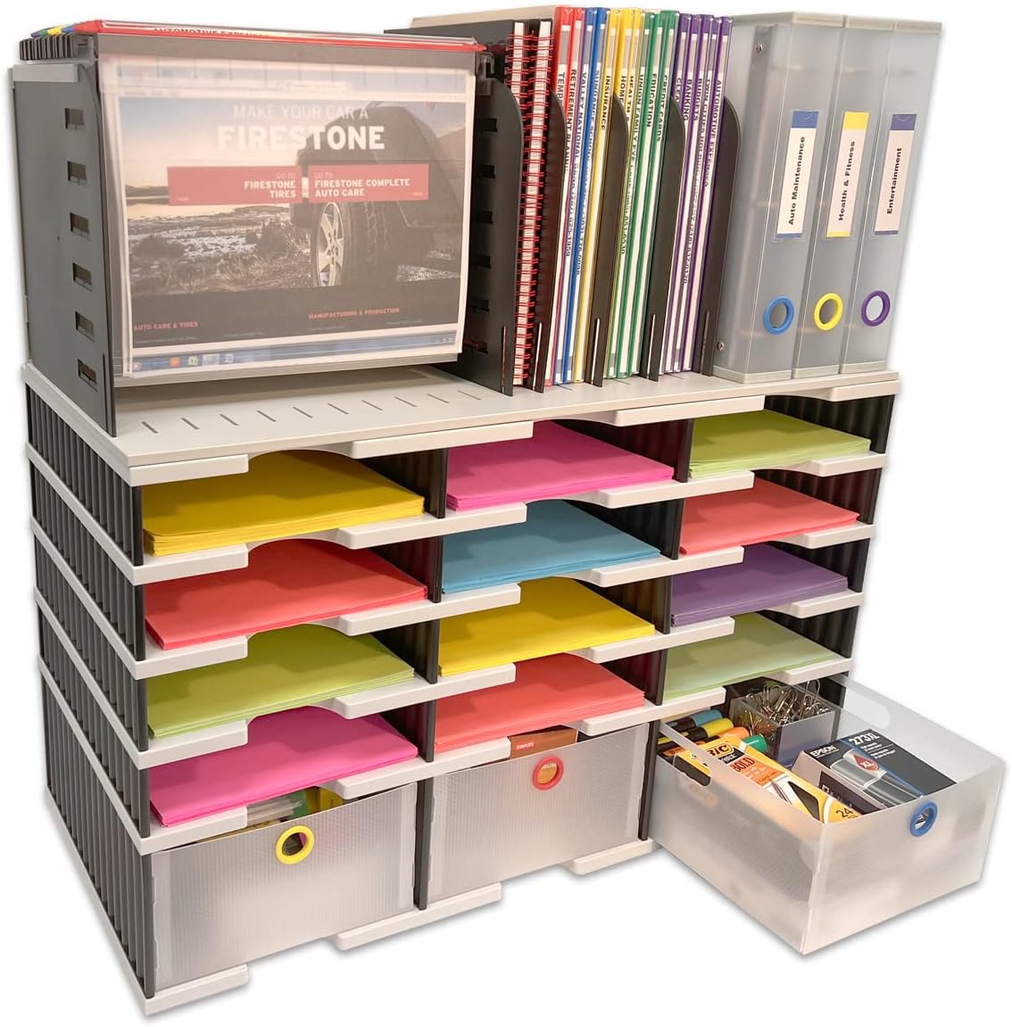 Amazon.com : Ultimate Office Desktop Organizer 12 Slot Sorter, Riser ...