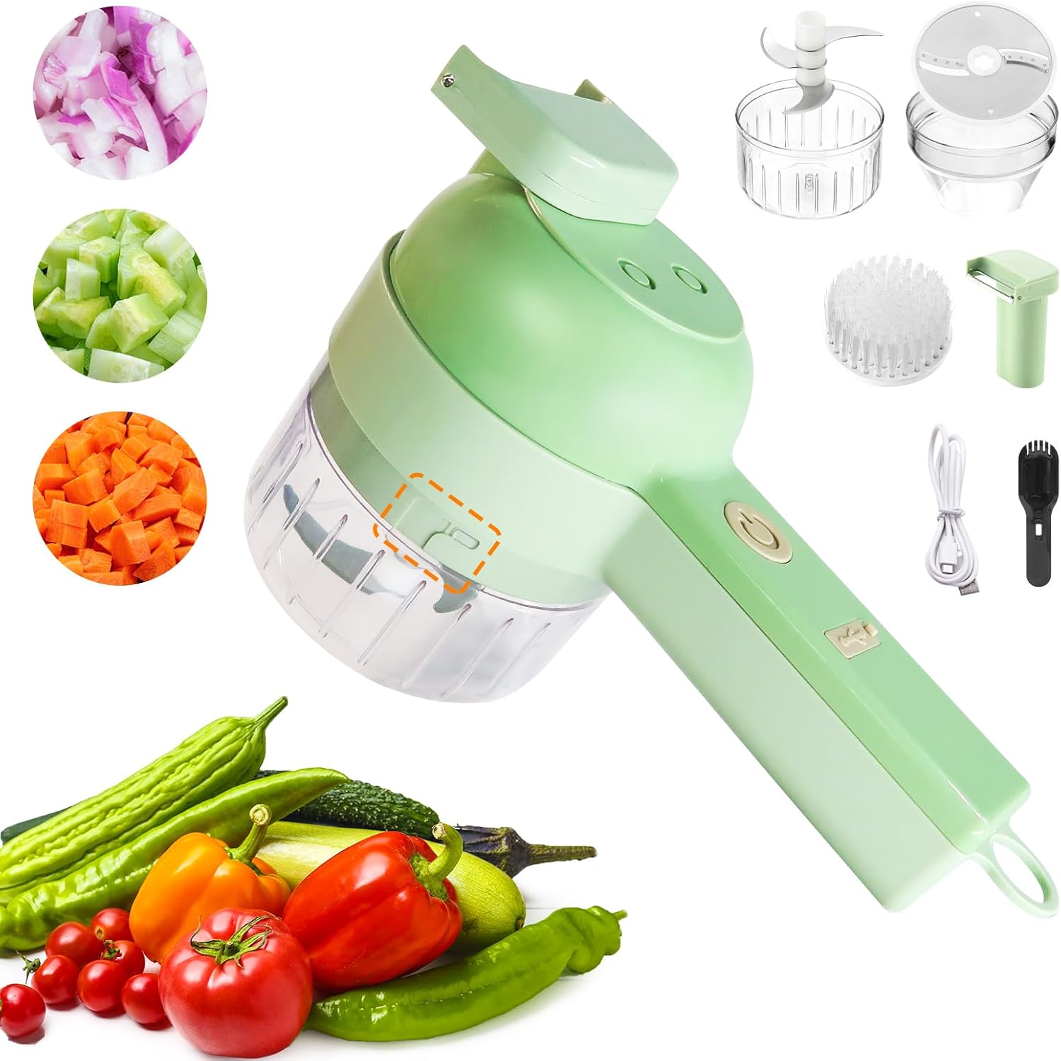 Amazon.com: 4 in 1 Handheld Electric Vegetable Cutter Set, Cordless ...