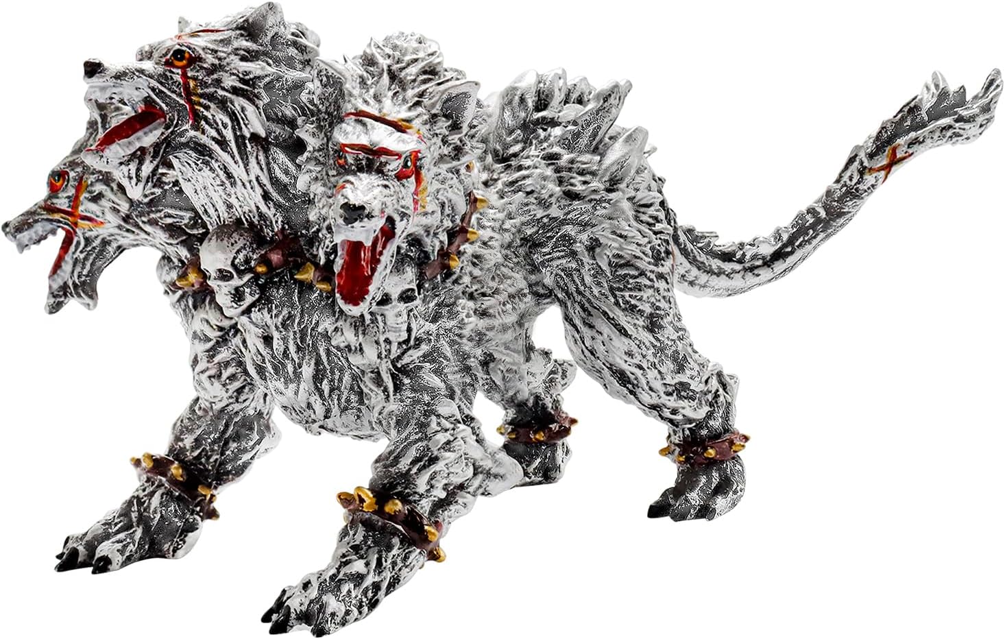 Amazon.com: Bbiamsleep Realistic Cerberus Figurine Silver Hellhound ...