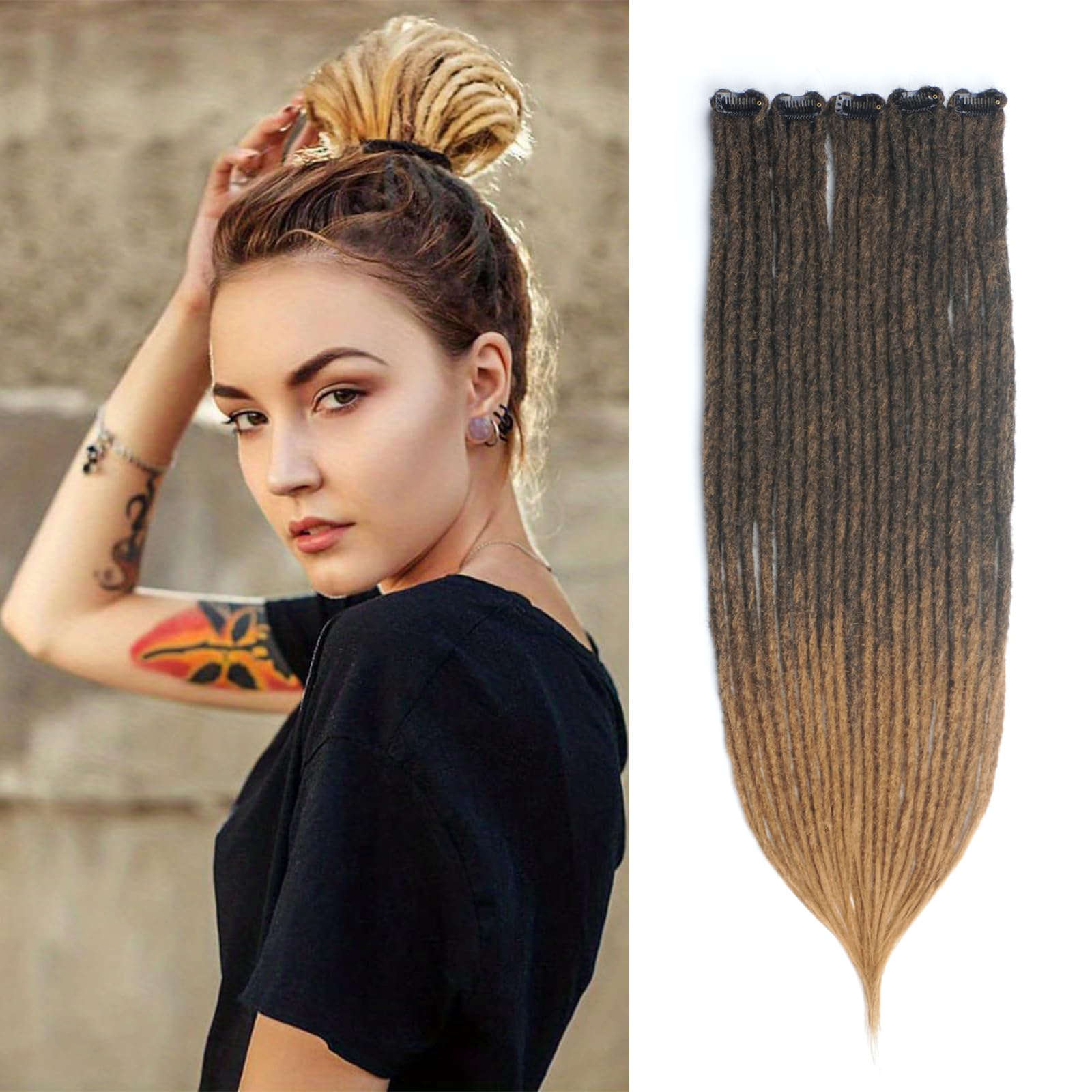 Amazon.com : POIDOWIS 5 PCS Thin 24 Inch Clip-in Dreadlock Extensions,0 ...