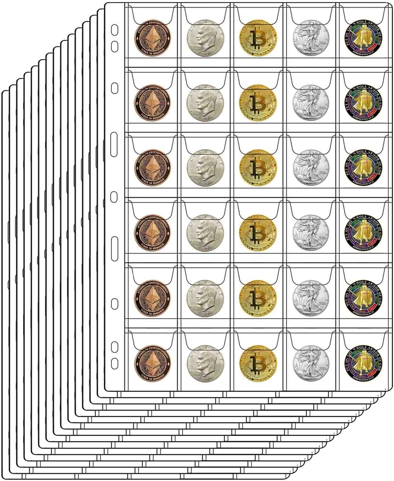 Amazon.com : 30-Pocket Coin Pages for Collectors, Standard 9-Hole Coin ...