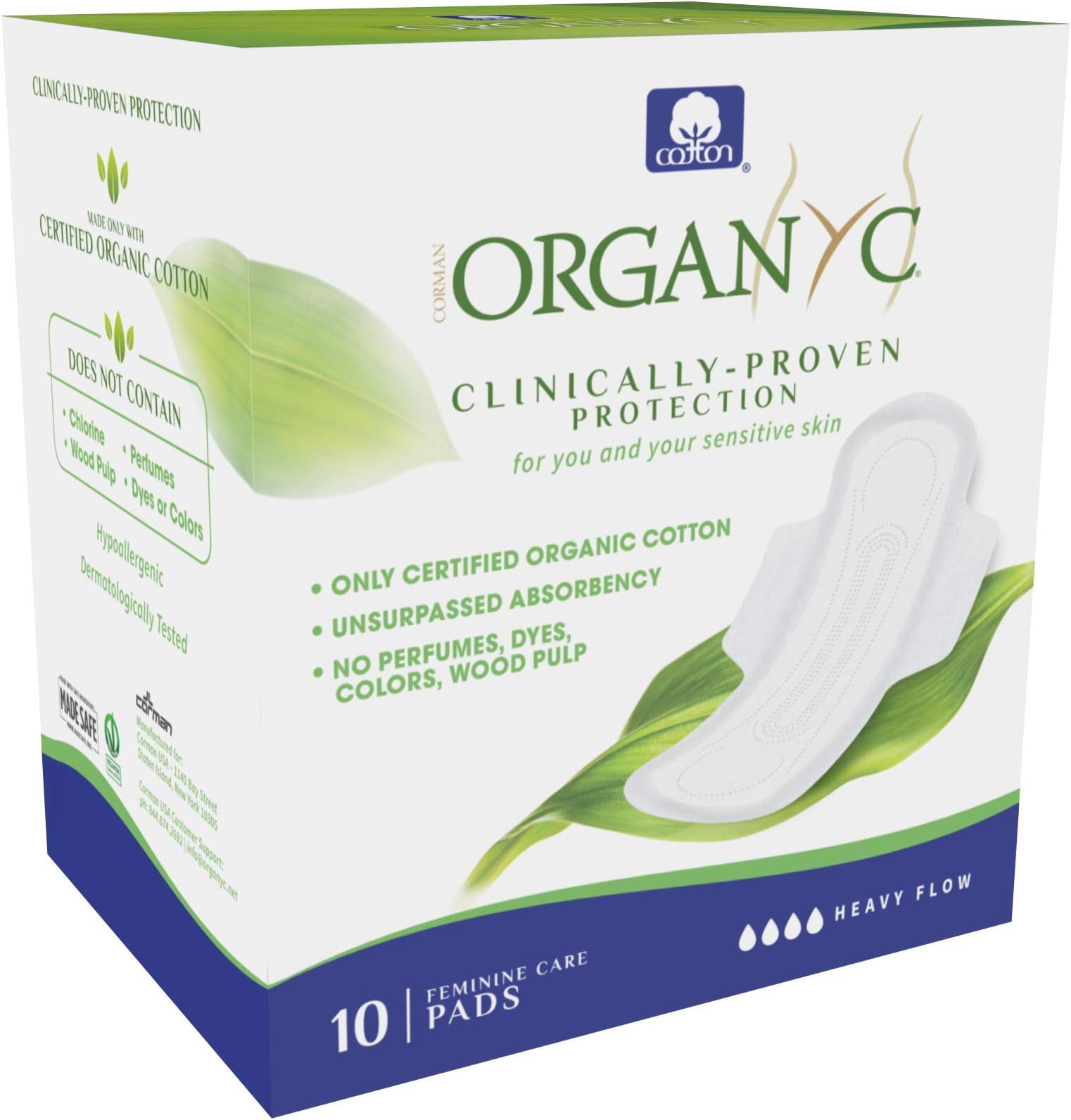 Amazon.com: Organyc Certified Organic Cotton Pads for Incontinence ...