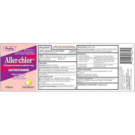 Amazon.com: 1000 CT Rugby Aller-CHLOR 4 Hour CHLORPHENIRAMINE Maleate ...