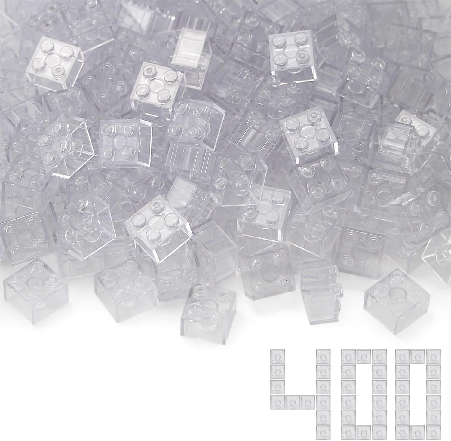 Amazon.com: Feleph 2x2 Bricks Clear 400 Pieces Parts Classic Building ...
