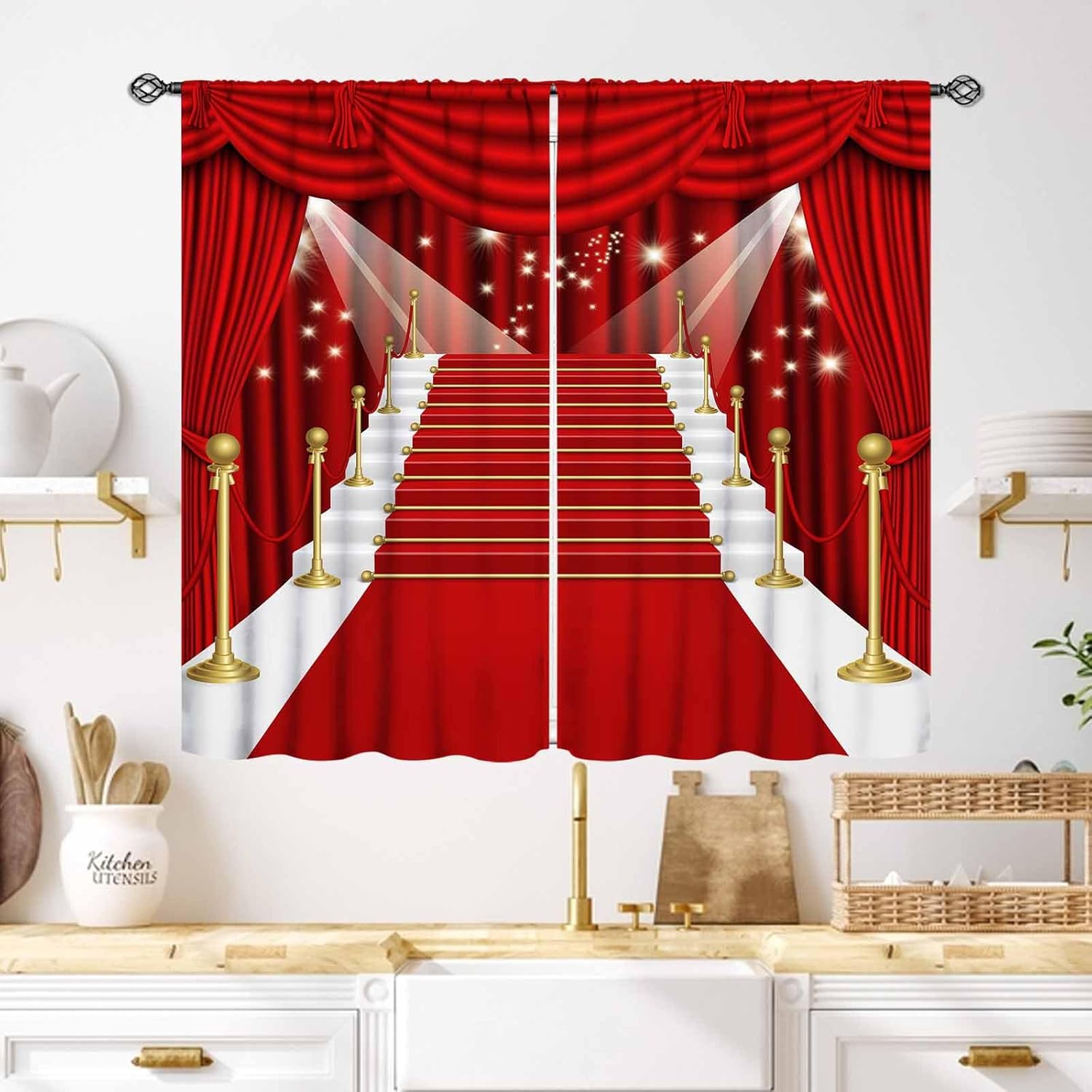 Amazon.com: Theater Curtains,Vintage Red Movie Theater Cinema Movie ...