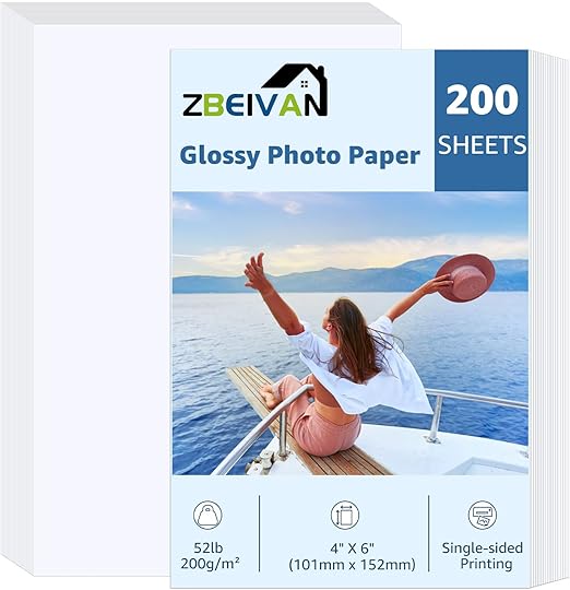 Amazon.com: ZBEIVAN 4x6 Photo Paper, Glossy Photo Papers 200 Sheets, 4 ...