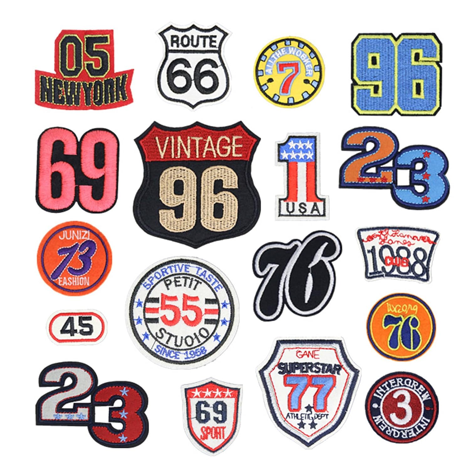 18PCS Patch for Clothes, Colorful Number Embroidery Patches, Applique ...