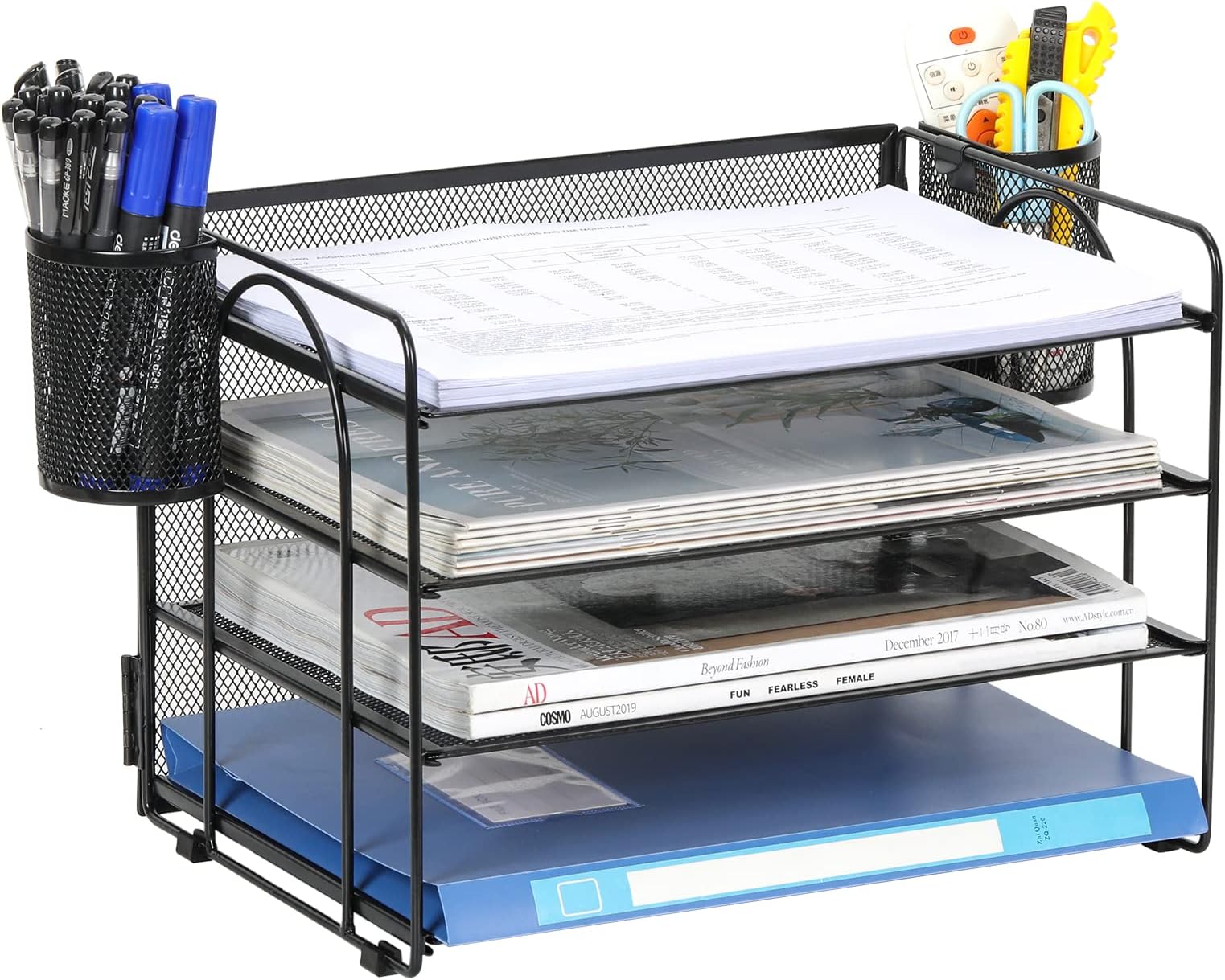 EasyPAG 4 Tier Desktop A4 Mesh in Tray Office Desk Tidy File Holder ...