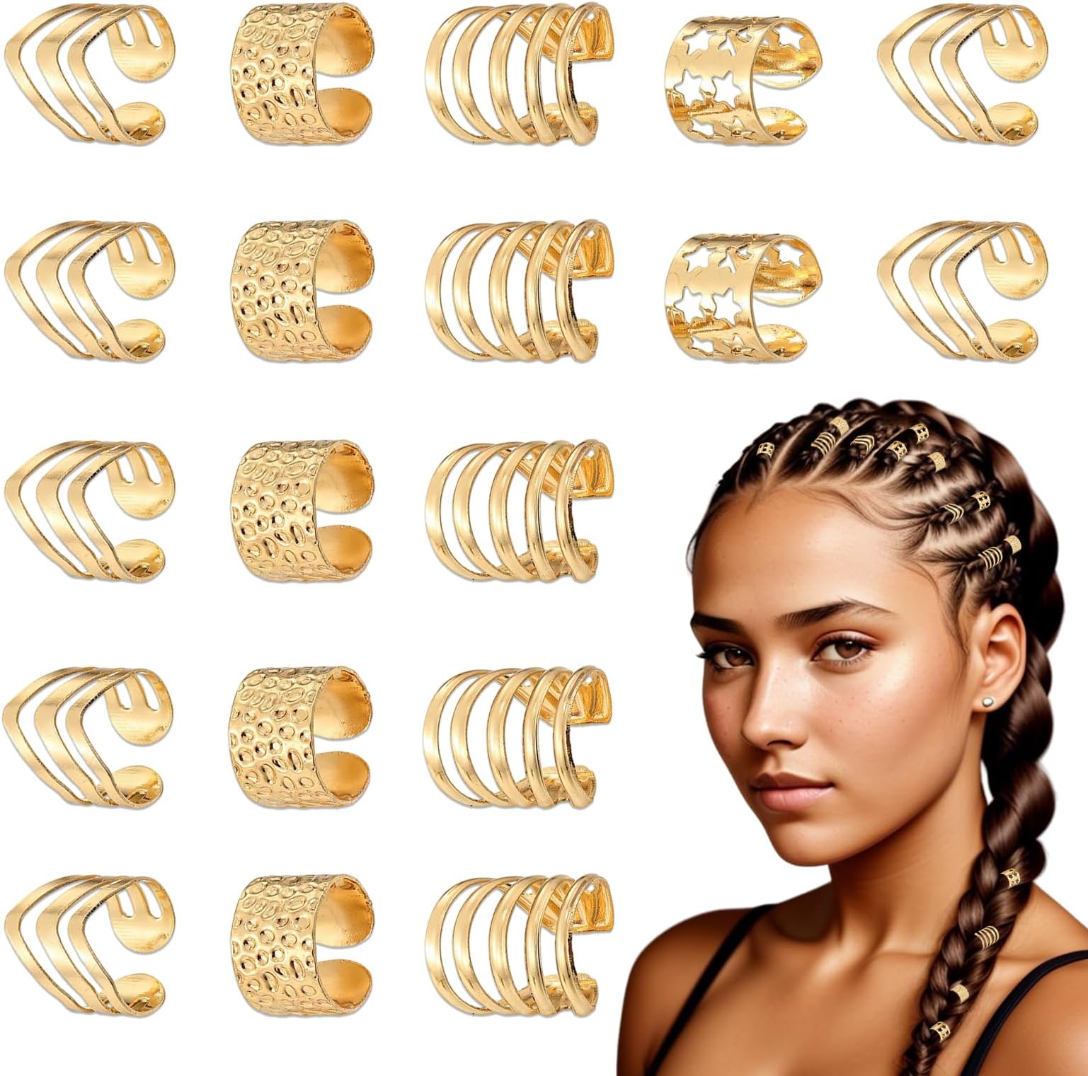 Amazon.com : 20 PCS Gold Hair Jewelry Hair Braids Dreadlock Beads Non ...