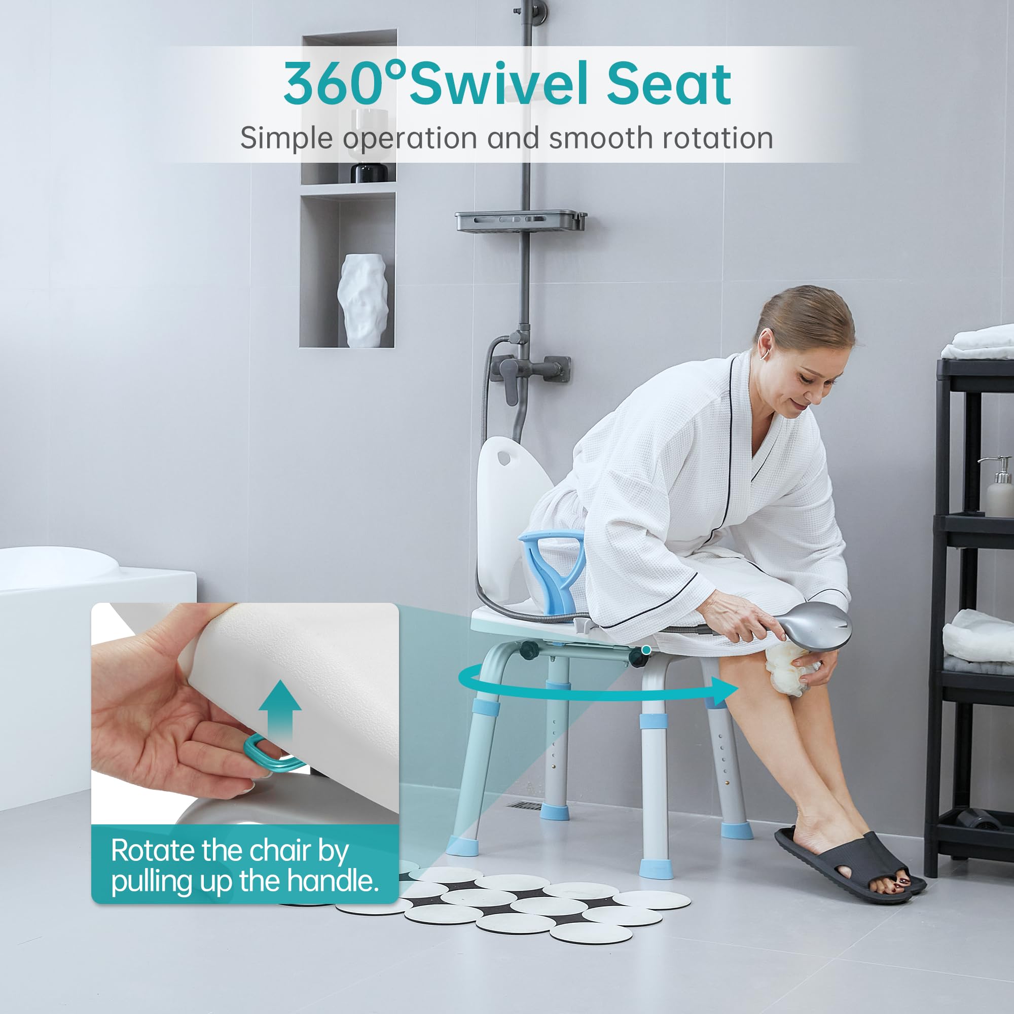 Snapklik.com : Swivel Shower Chair 450 Lbs, Heavy Duty Pivoting Bath ...