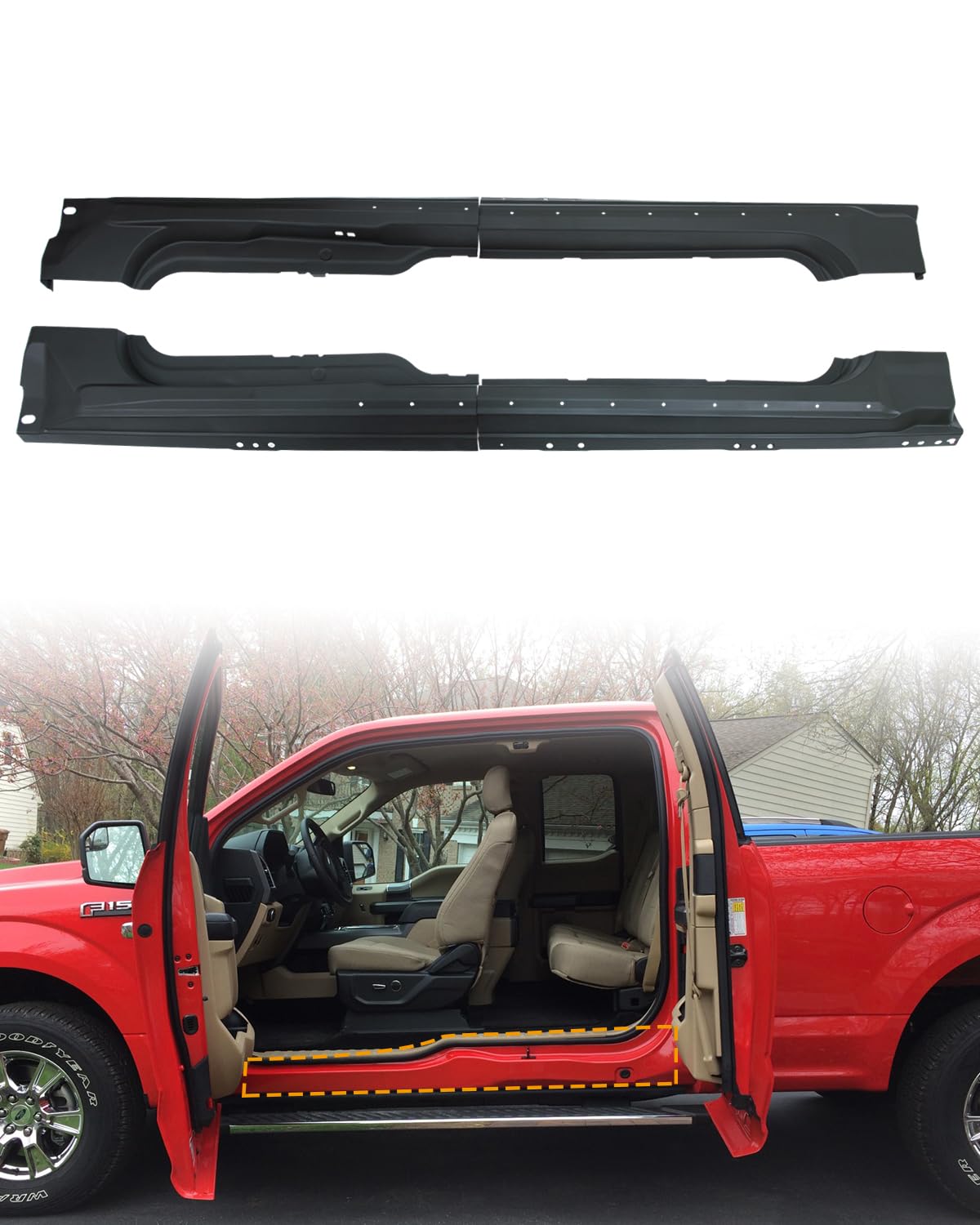 Autoholic Rocker Panel Fit for 2009-2014 Ford F150 Extended Cab Super ...