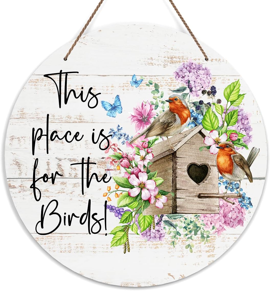 Amazon.com: Welcome Door Sign, This Place Is For The Birds Spring Decor ...