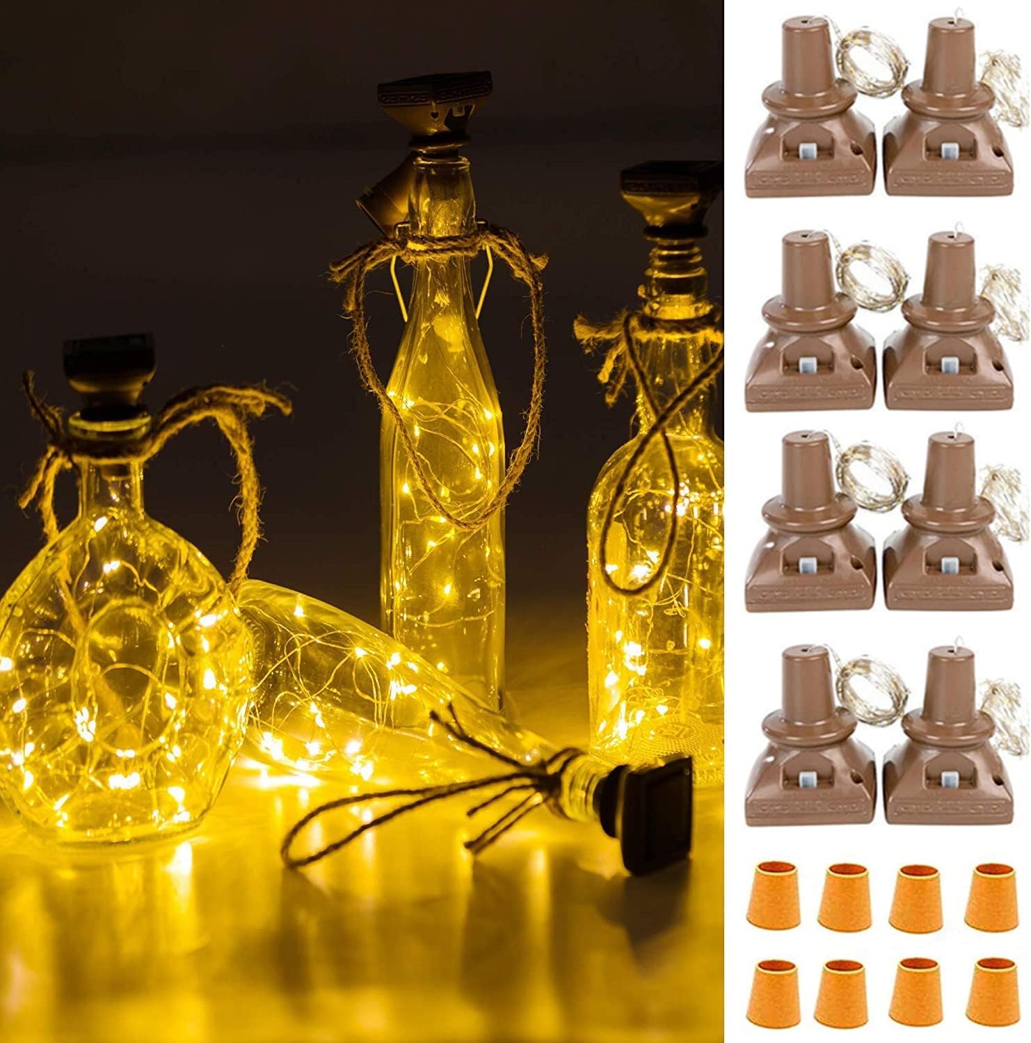 Amazon.com: 12 Pack 20 LED Wine Bottle Lights with Cork, Solar Powered ...