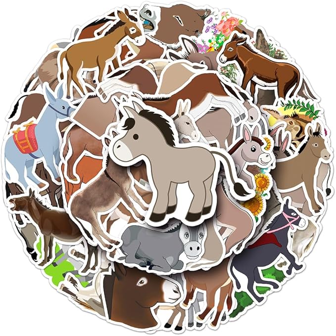 Amazon.com: Donkey Vinyl Stickers for Kids Girls Boys Teens|50 Pcs|Cute ...