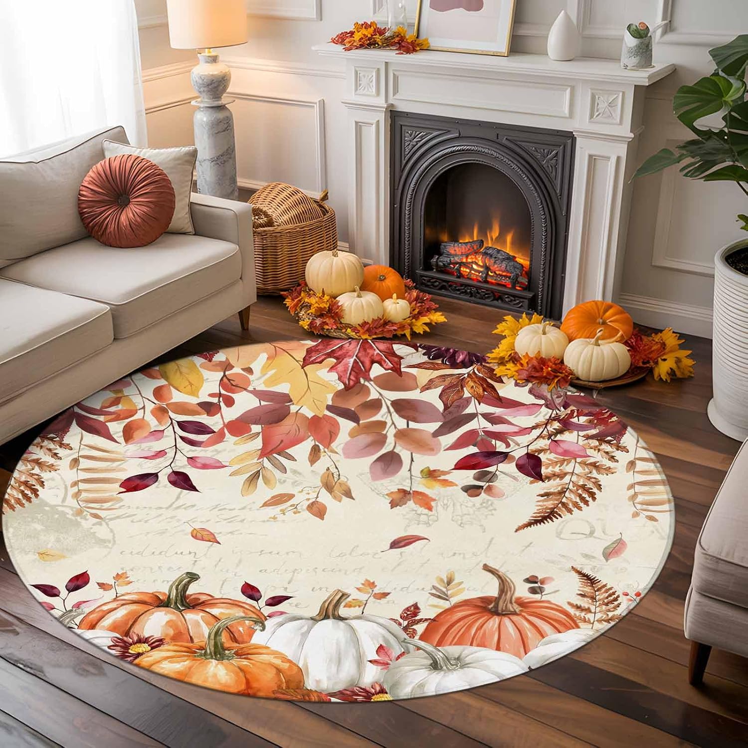 Amazon.com: DecorLovee Large Round Rug 8Ft Washable Non-Slip, Fall ...