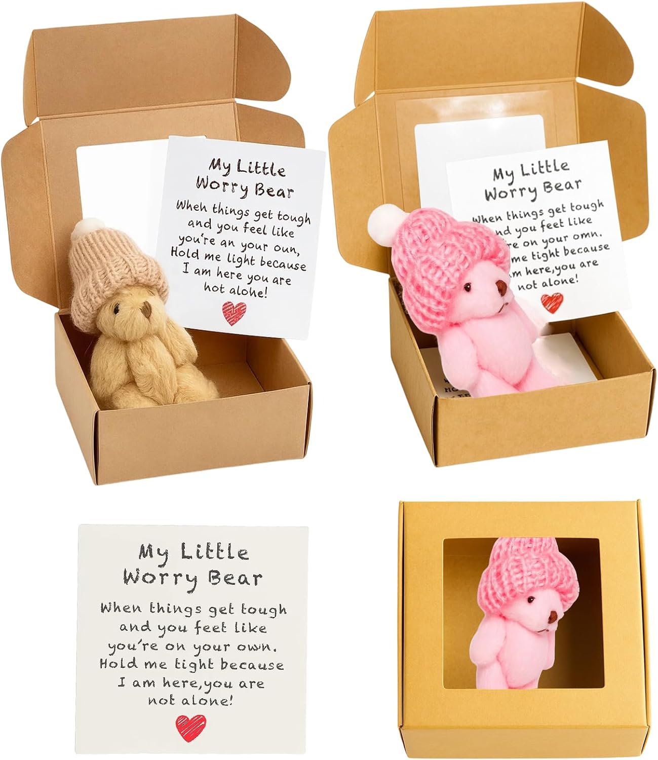 DtgEcd 2 Pcs Hug In A Box, Little Bear In A Box, Little Worry Bear ...