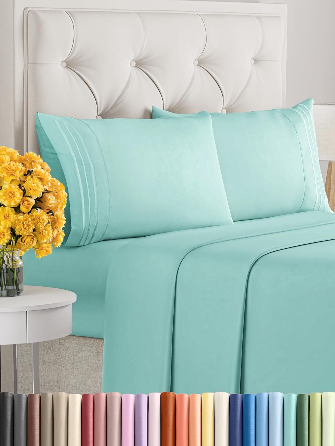 Queen Size 4 Piece Sheet Set - Comfy Breathable & Cooling Sheets ...