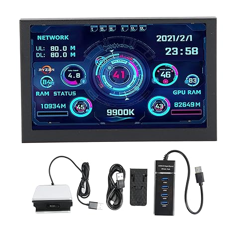 Computer Temp Monitor, 5In IPS USB Type C PC CPU Monitor, PC CPU GPU ...