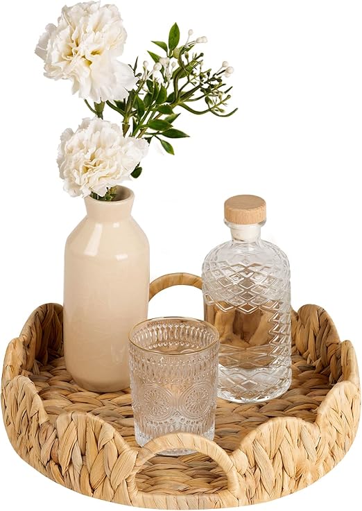 Amazon.com: StorageWorks Scalloped Edge Round Tray, Round Serving Tray ...