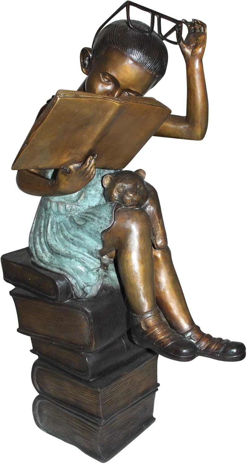 Amazon.com: NIFAO Bieber Girl Bronze Statue – Young Girl Sitting on a ...