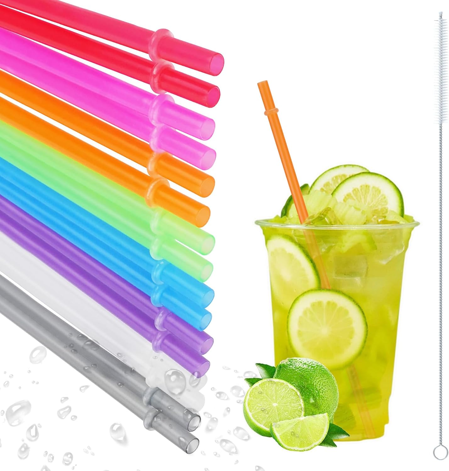 Amazon.com: giteo bedding 16 Pcs Reusable Straws Plastic with Cleaner ...